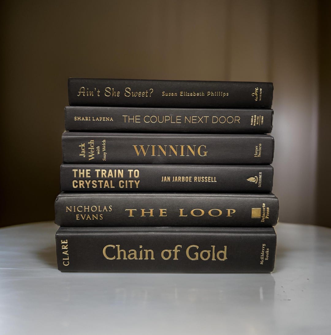 Black Book Stack, Gold Books, Themed Books, Decorative Books, Book Set ...