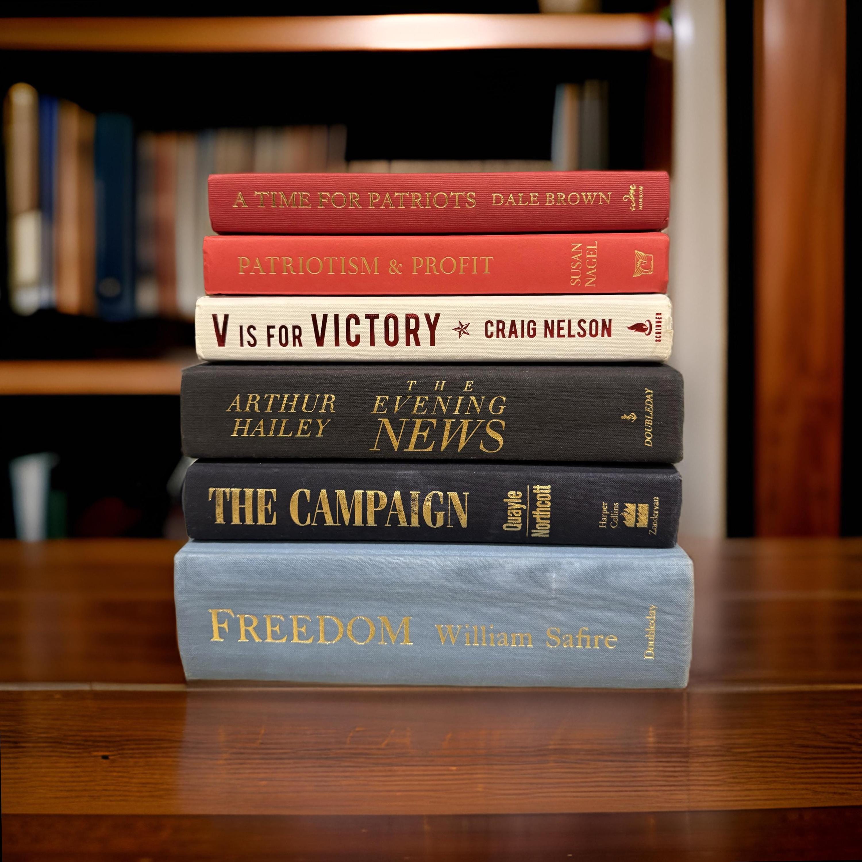 Patriotic American Book Stack, 4th of July Books, Decorative Books ...