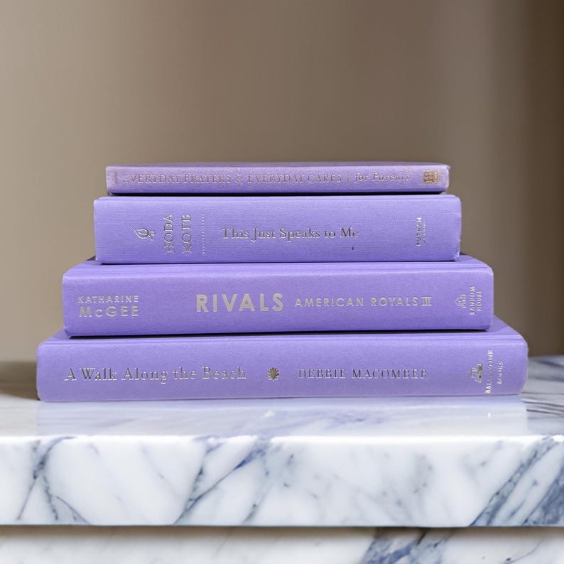 Purple Book Stack, Books, Themed Books, Decorative Books, Book Set, Home Decor, Neutral Decor ...