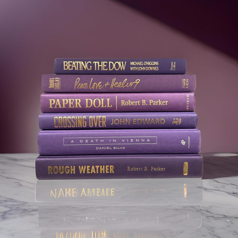 Purple Book Stack, Books, Themed Books, Decorative Books, Book Set, Home Decor, Neutral Decor ...
