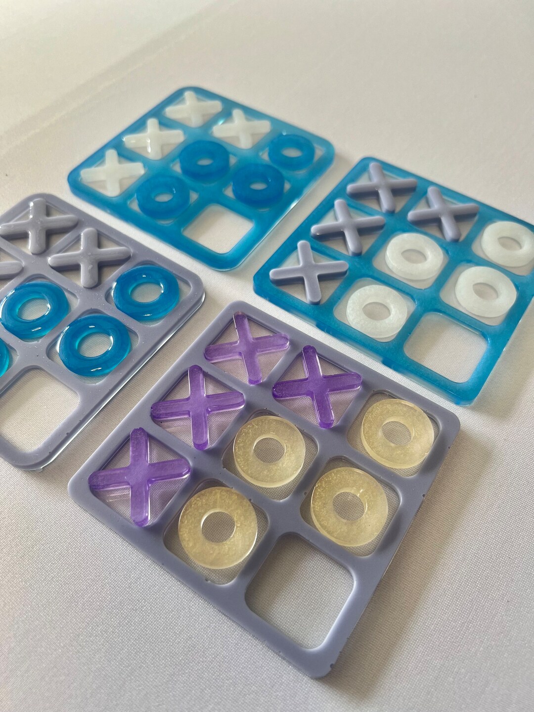 Custom Mini Resin Tic-tac-toe Boards (purple and Blue) - Etsy