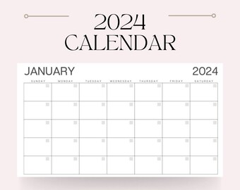 Simple 2024 A4 Size Printable Calendar With Week Numbers - Etsy