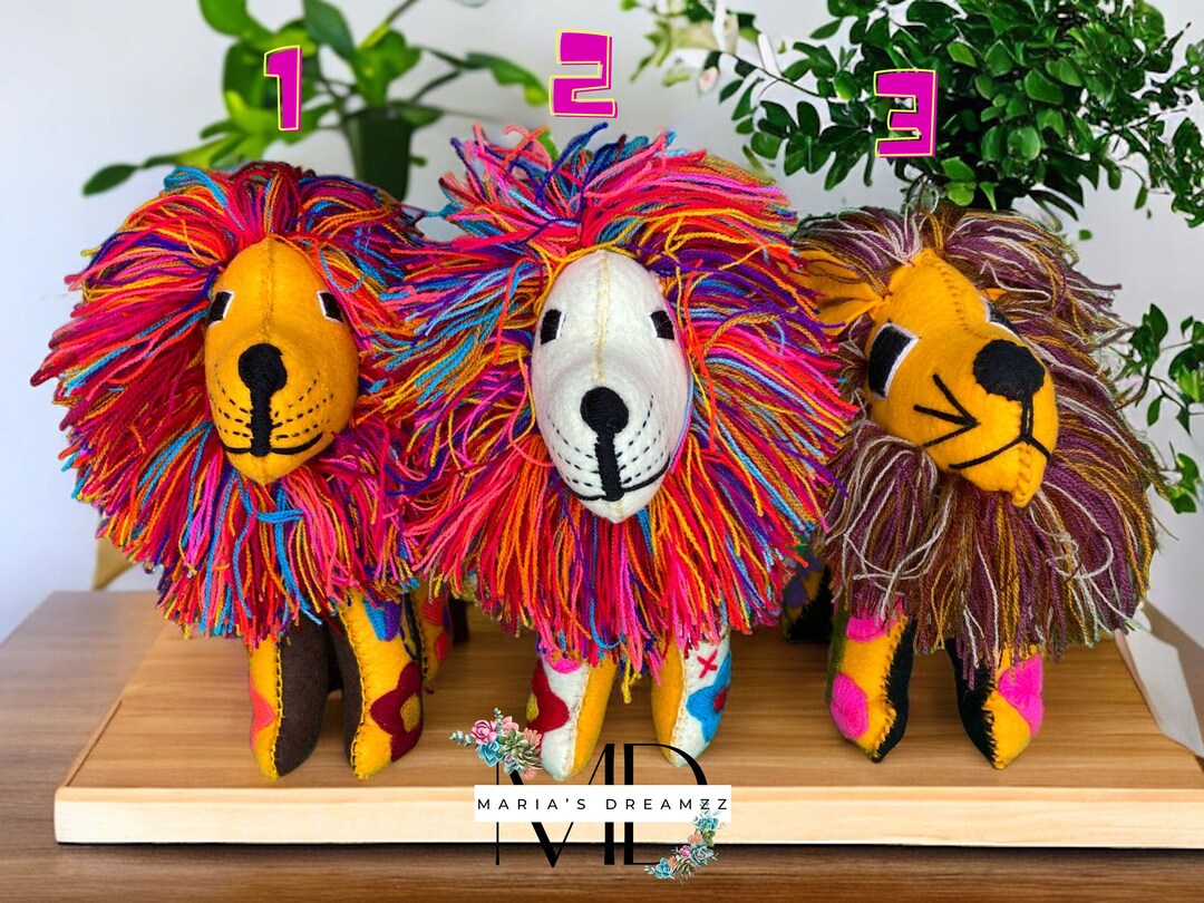 Lion - Mexican Stuffed Animals - Hand Embroidered Felt Plush Animal ...