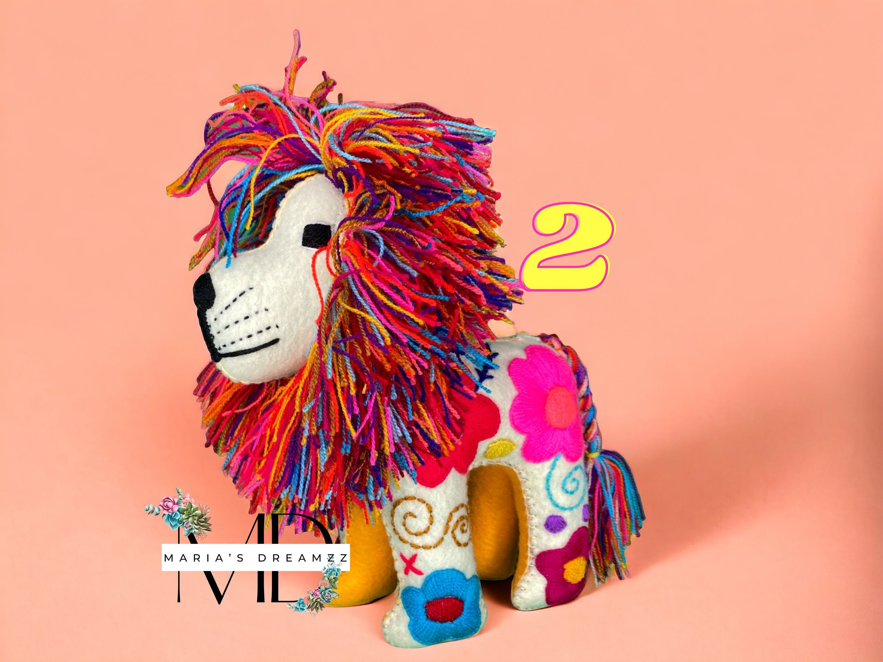 Lion Mexican Stuffed Animals Hand Embroidered Felt Plush Animal ...
