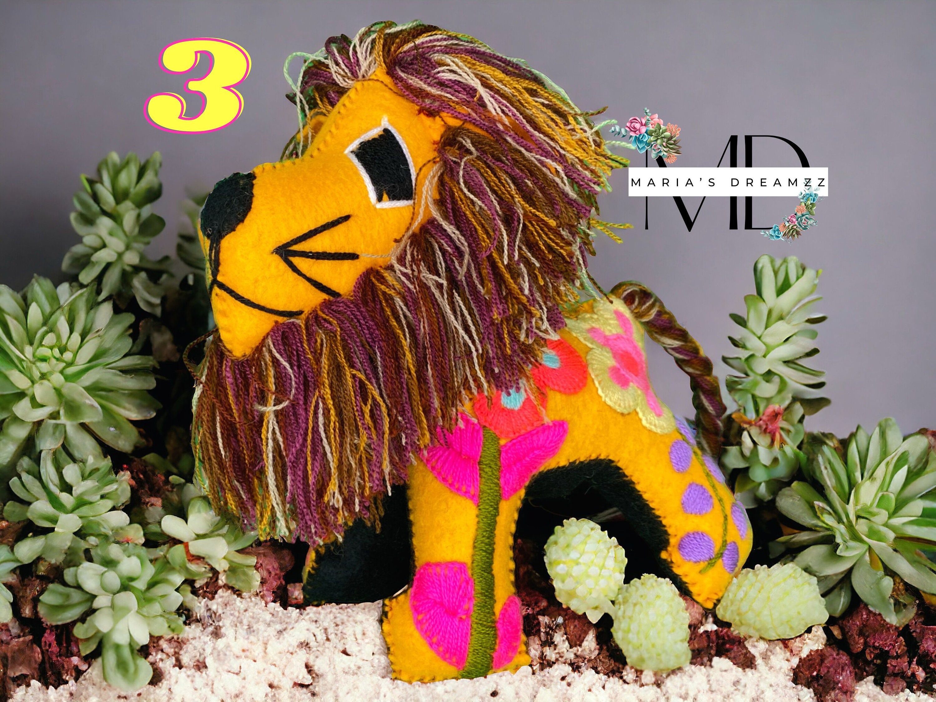 Lion Mexican Stuffed Animals Hand Embroidered Felt Plush Animal ...