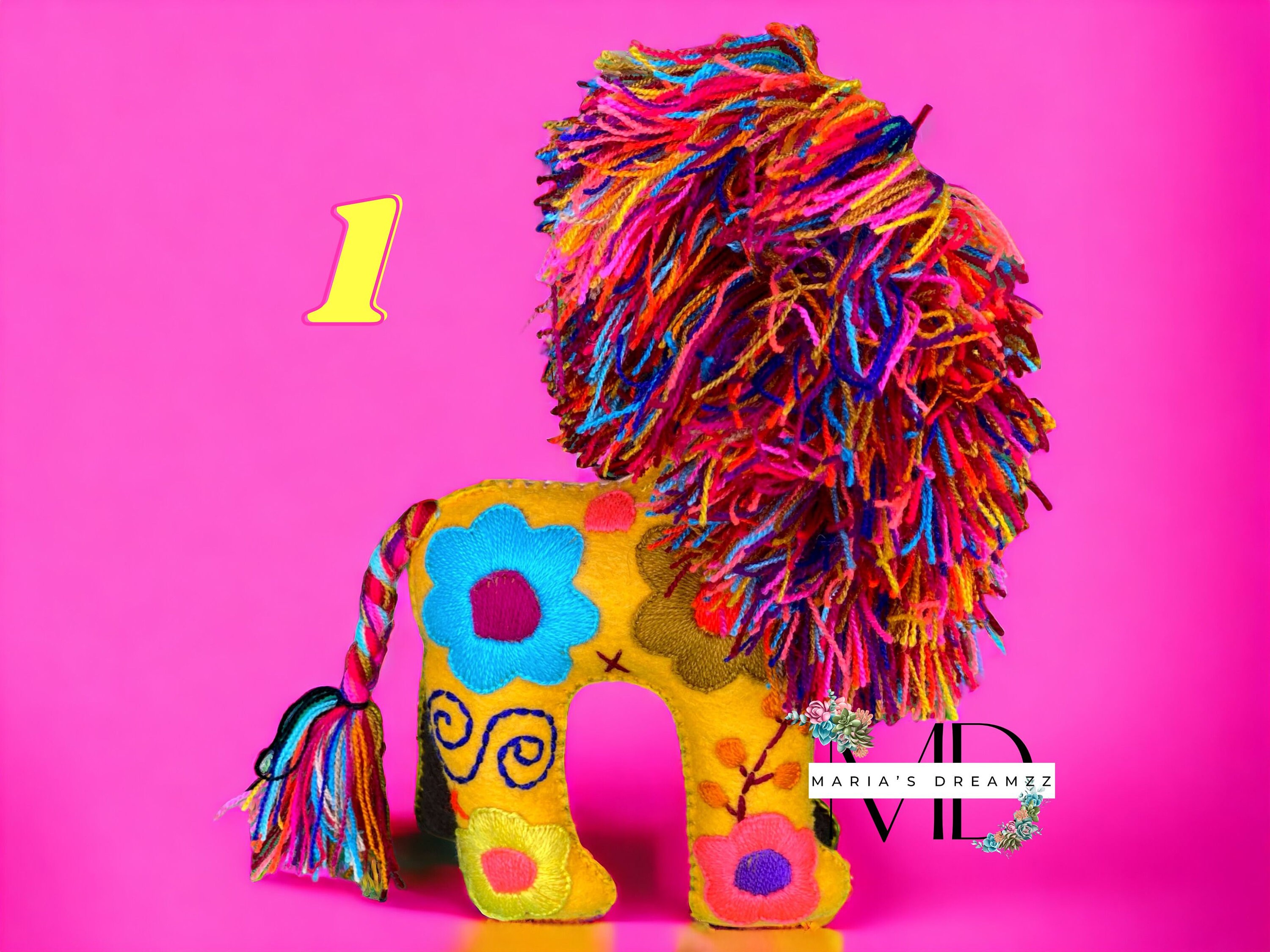 Lion Mexican Stuffed Animals Hand Embroidered Felt Plush Animal ...