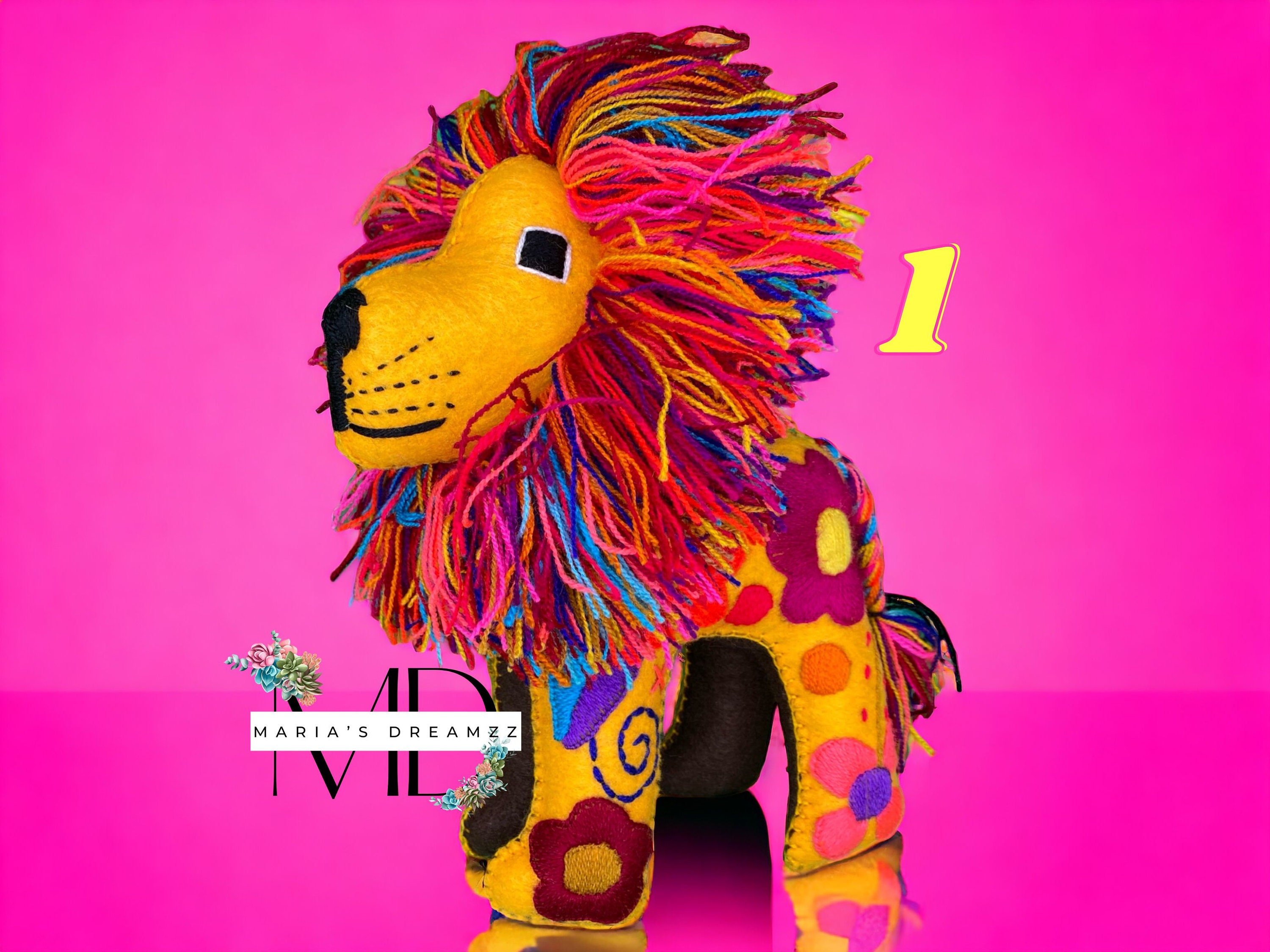 Lion Mexican Stuffed Animals Hand Embroidered Felt Plush Animal ...