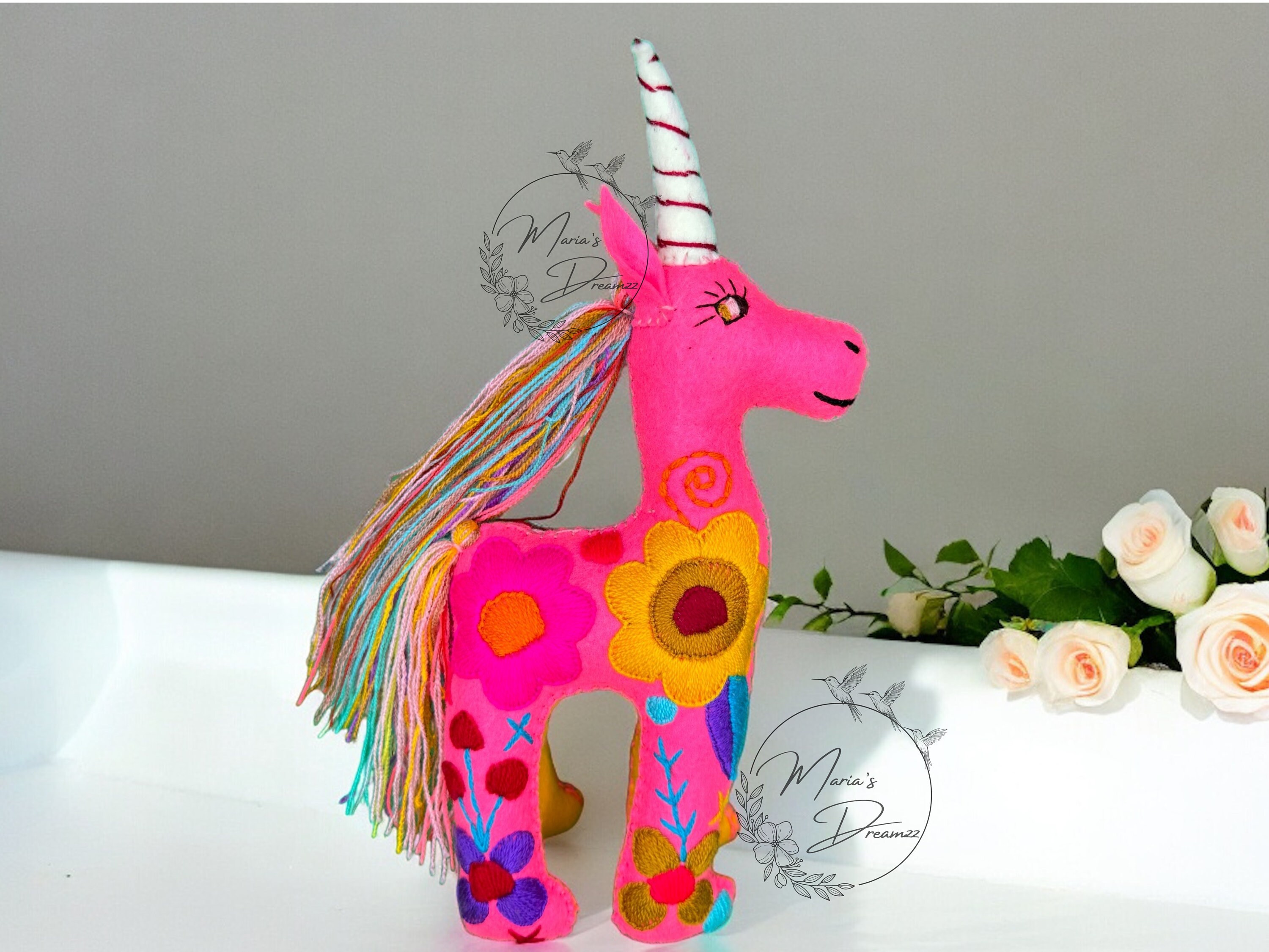 Unicorn Plush Mexican Stuffed Animals Hand Embroidered Felt Plush ...