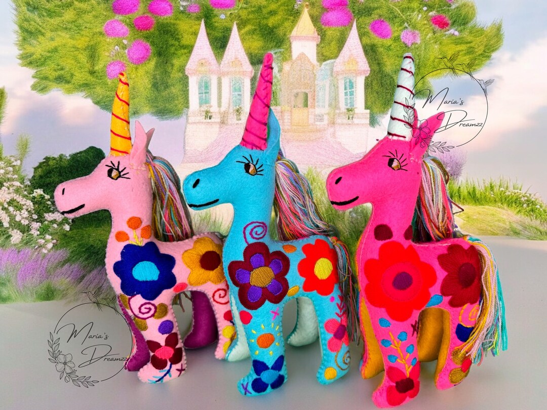 Unicorn Plush Mexican Stuffed Animals Hand Embroidered Felt Plush ...