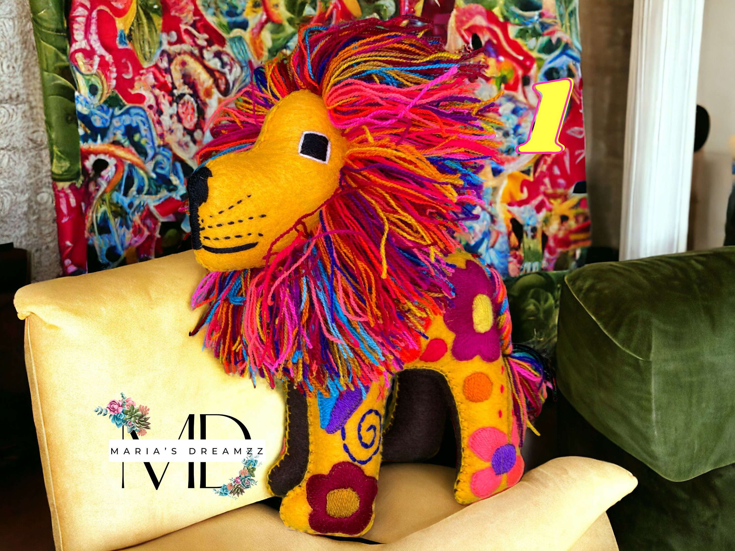 Lion Mexican Stuffed Animals Hand Embroidered Felt Plush Animal ...