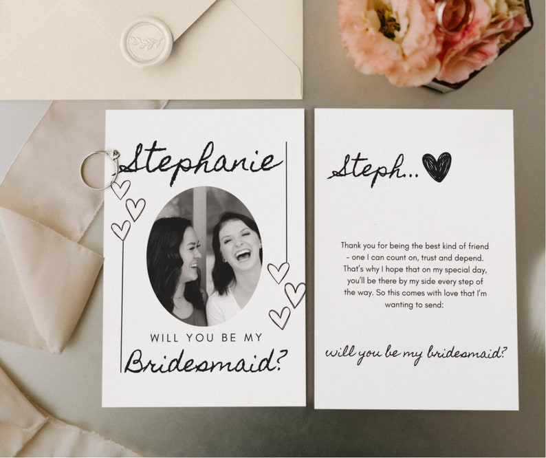 Bridesmaid Proposal Card Template, Bridesmaid Photo Proposal Card, Will ...