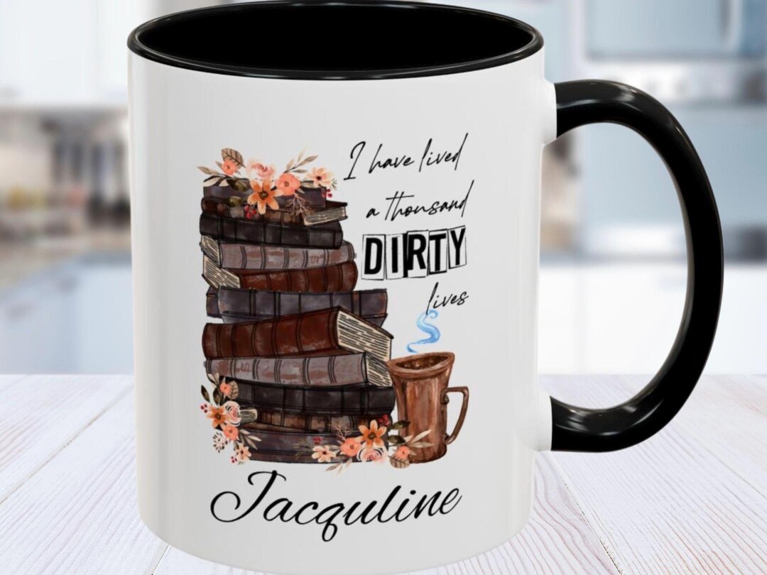 Book Stack Coffee Mug With Boho Flowers, Literary Gift, Cute Mug for ...