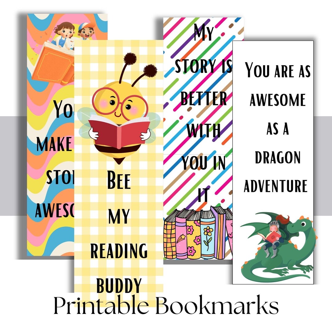 Valentine Printable Bookmark, Class Valentine Book Lover Gift Idea ...