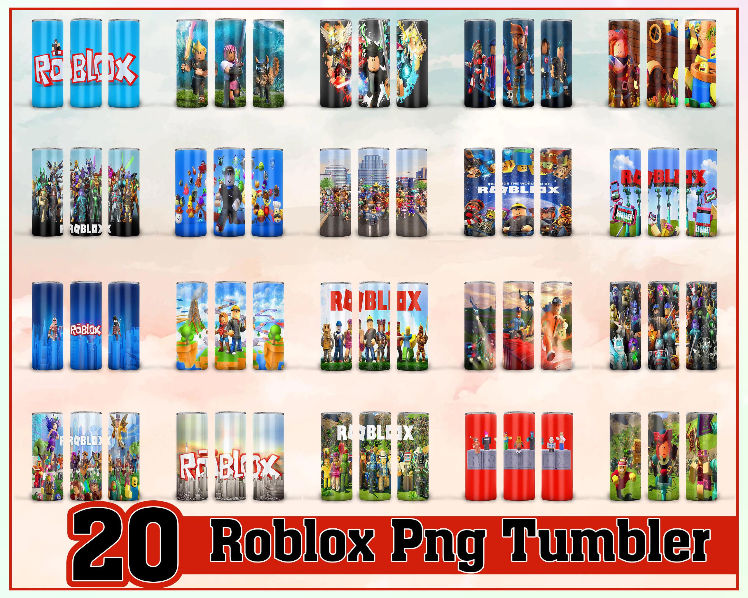 20oz Tumbler Wrap Roblox Gamer Png Digital Download Sublimation - Etsy