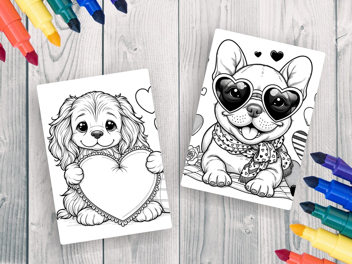 Cute Puppie Dog Coloring Pages, Valentines Day Coloring, Toddler ...