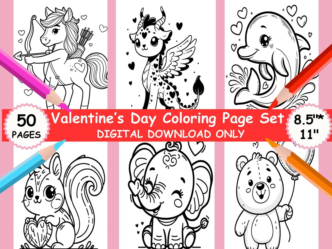 Valentine's Day Gift Coloring Sheets - Easy Cartoon Coloring Sheets for ...