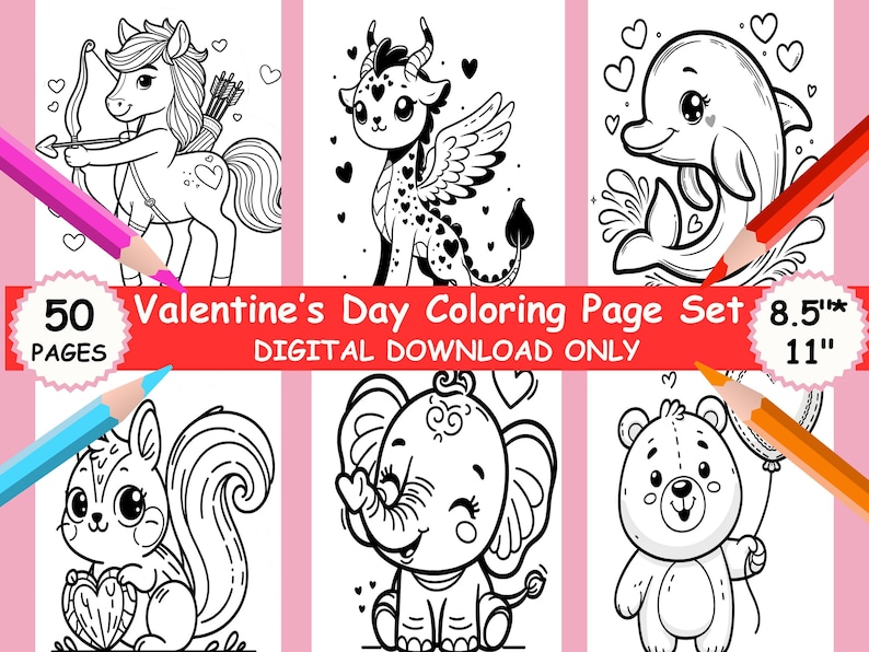 Valentine's Day Gift Coloring Sheets - Easy Cartoon Coloring Sheets for ...