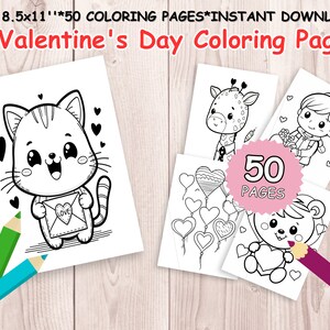 Valentine's Day Gift Coloring Sheets - Easy Cartoon Coloring Sheets for ...