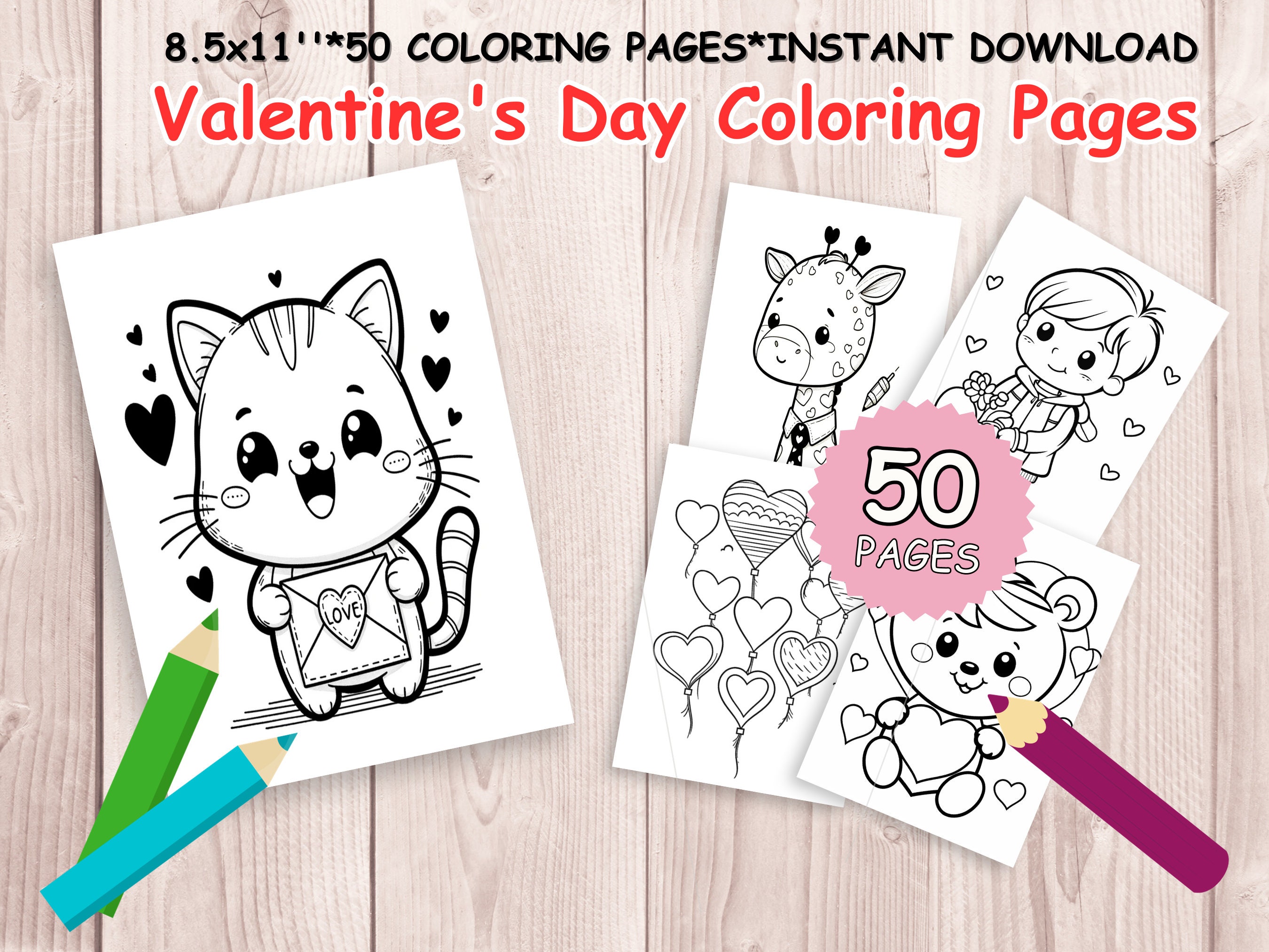 Valentine's Day Gift Coloring Sheets - Easy Cartoon Coloring Sheets for ...