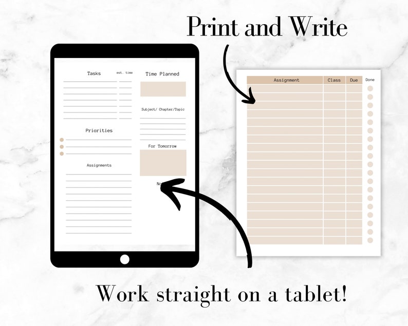 Study Plan Template | Assignment Tracker Printable - Etsy