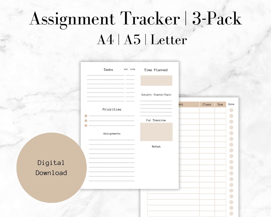 Study Plan Template | Assignment Tracker Printable - Etsy