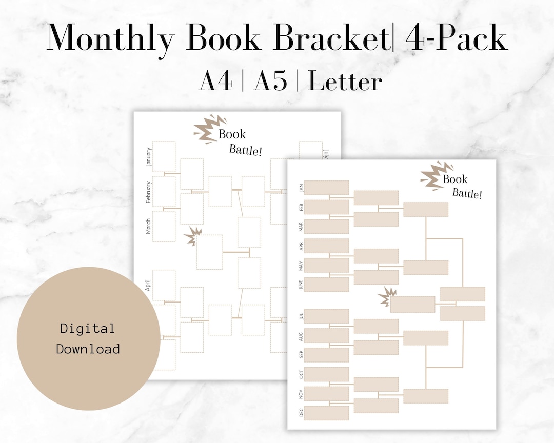 Monthly Reading Challenge Yearly Book Bracket - Etsy