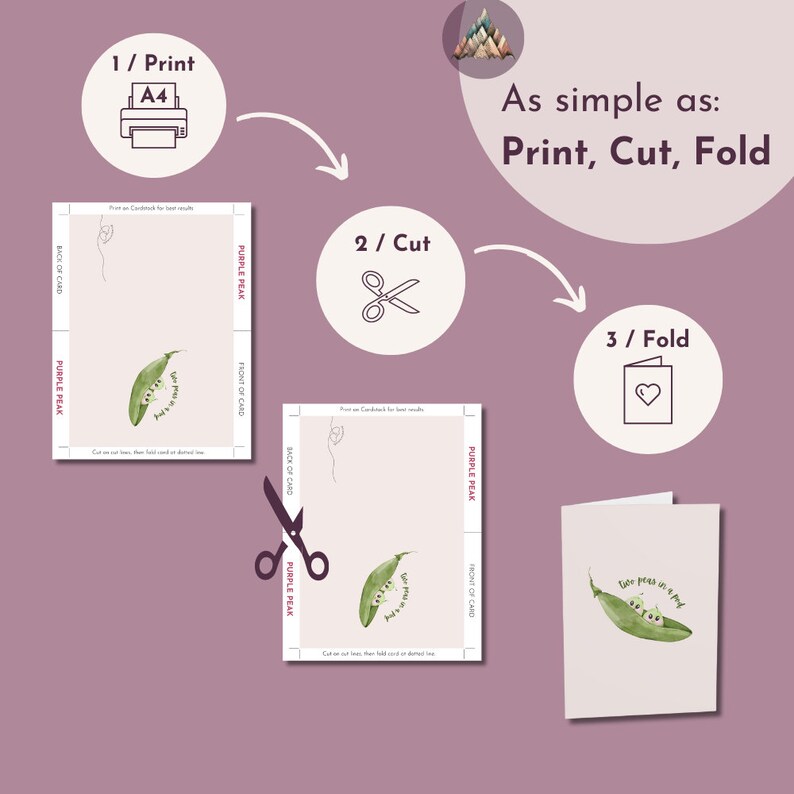 PRINTABLE Blank Greeting Card, Instant Download Two Peas in a Pod ...