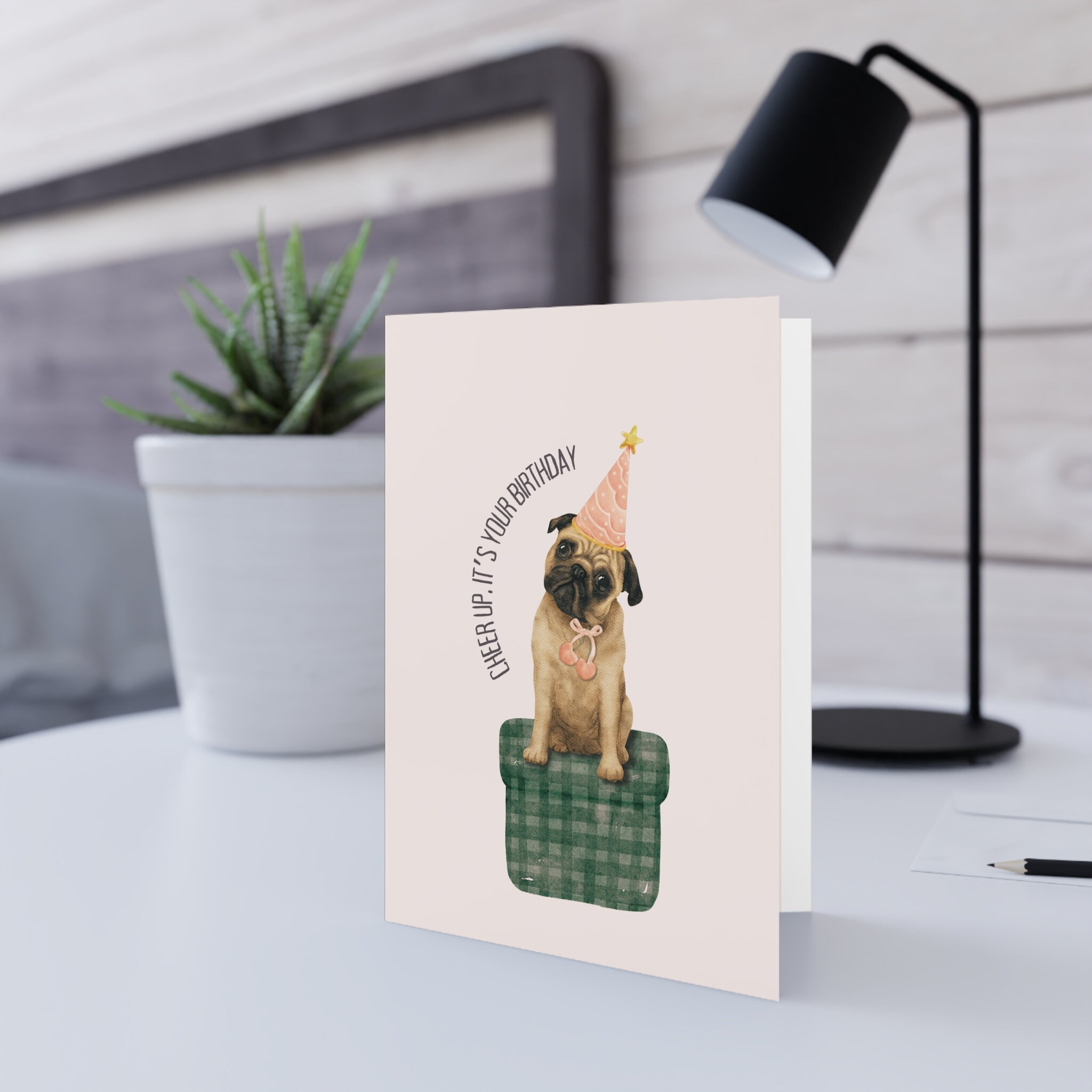 Funny Pug Birthday Card, Novelty Dog Fan Blank Card, Unique Humorous ...