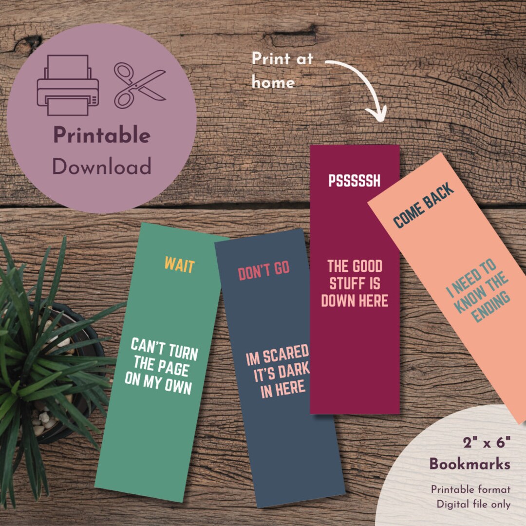 PRINTABLE Bookmarks Gift Bundle, Instant Download Funny Slogan Booktabs ...