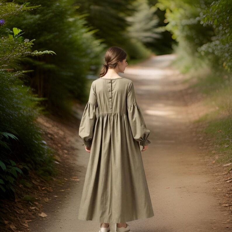 Rustic Green Medieval Exiled Princess Maxi Dress | Victorian Edwardian ...