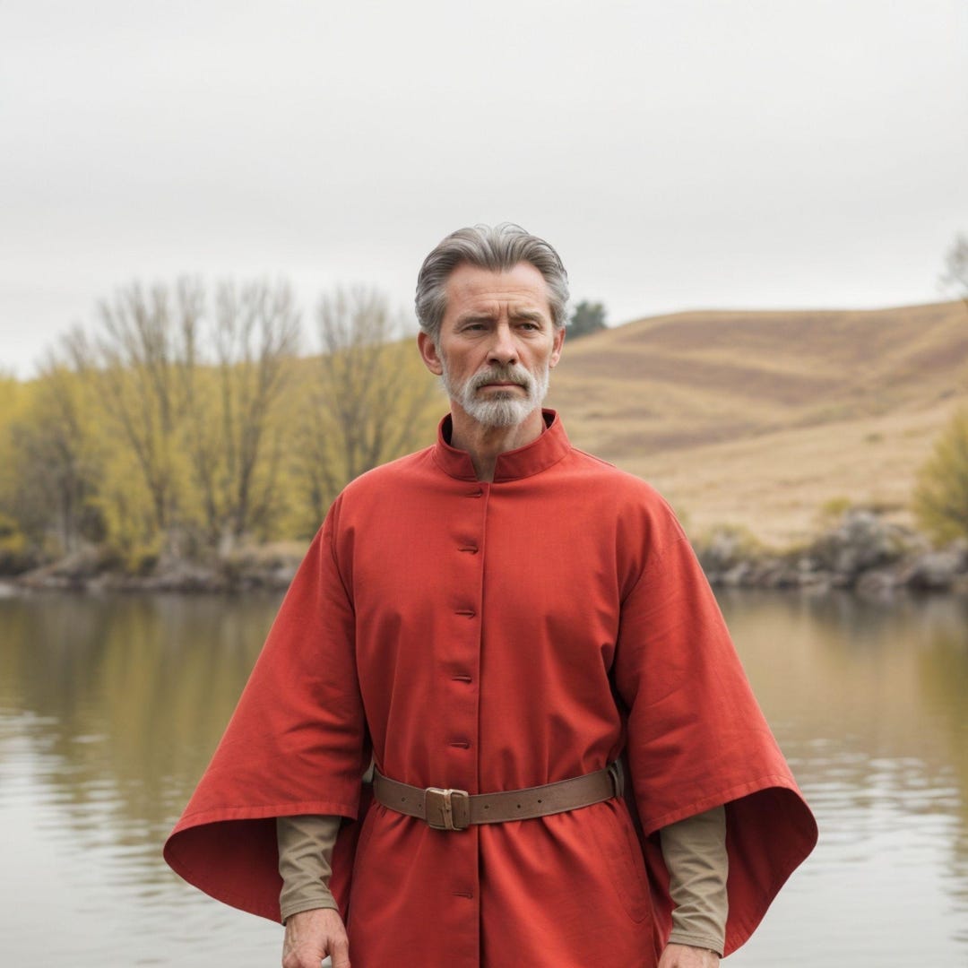 Medieval Warrior's Red Cape Tunic | Pohncho Battle Attire With Belt ...
