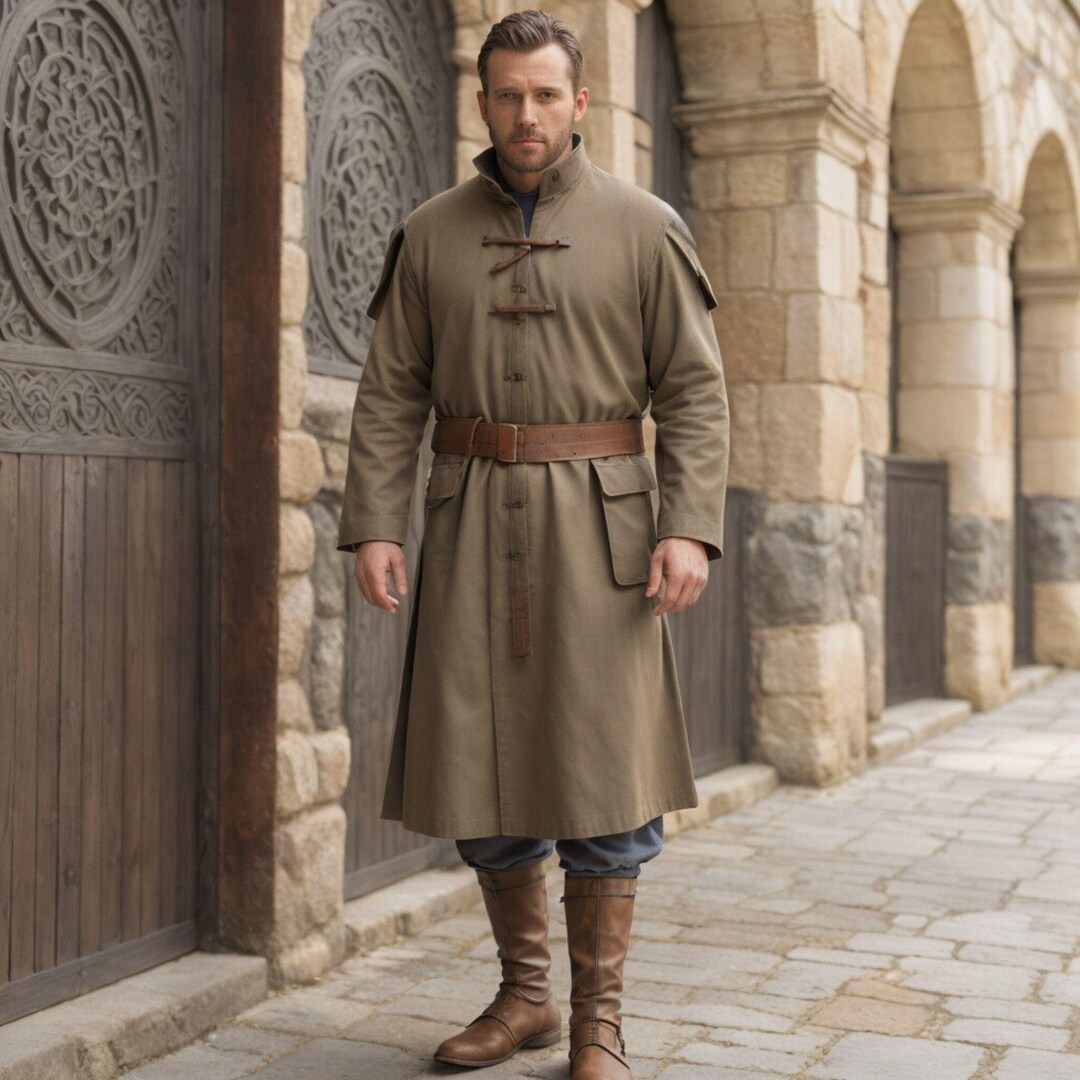 Roman Long Toga Style Medieval Warrior Coat | Brown Long Medieval Tunic ...