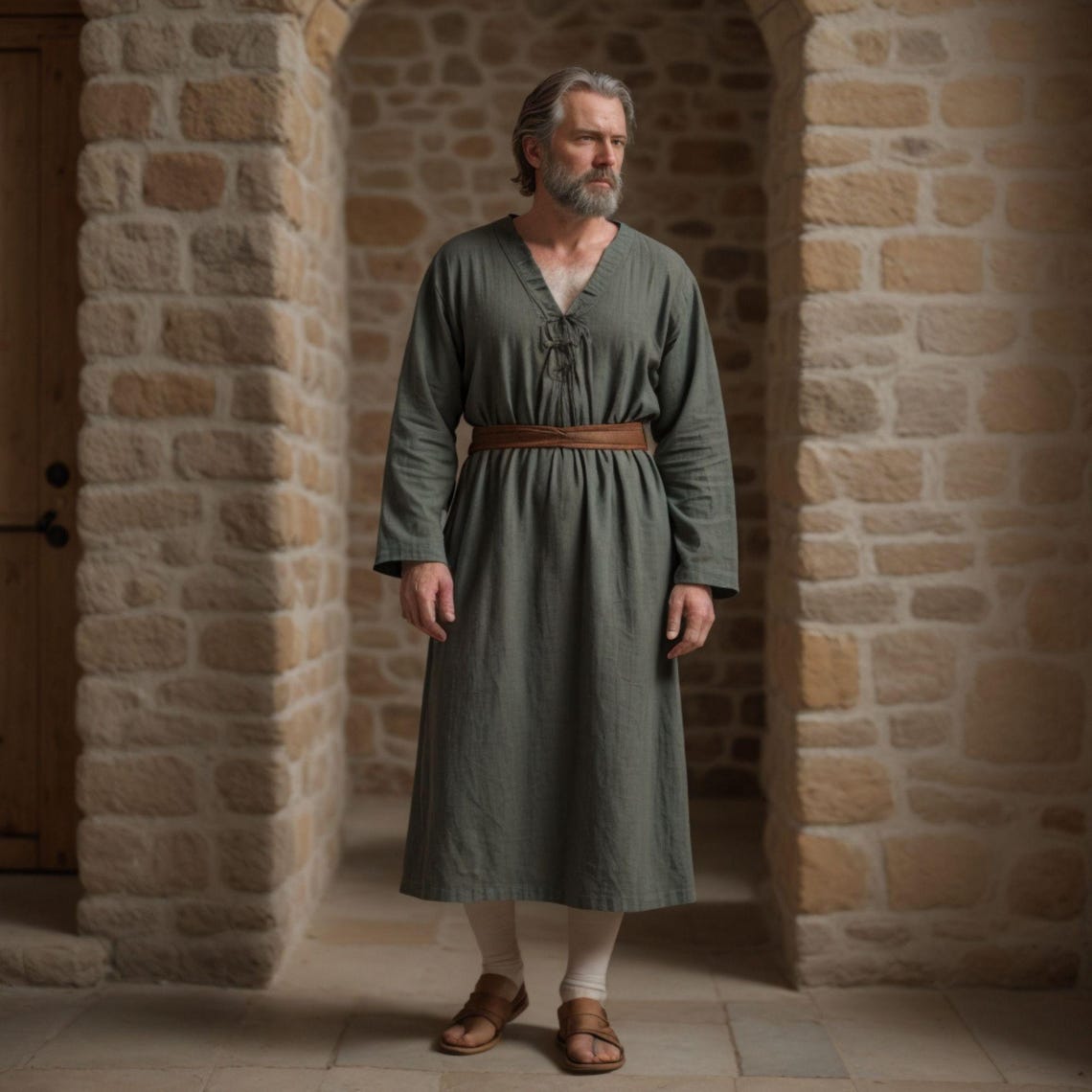 Mythic Men Medieval Long Tunic Dress | Olive Green Renaissance Costume ...