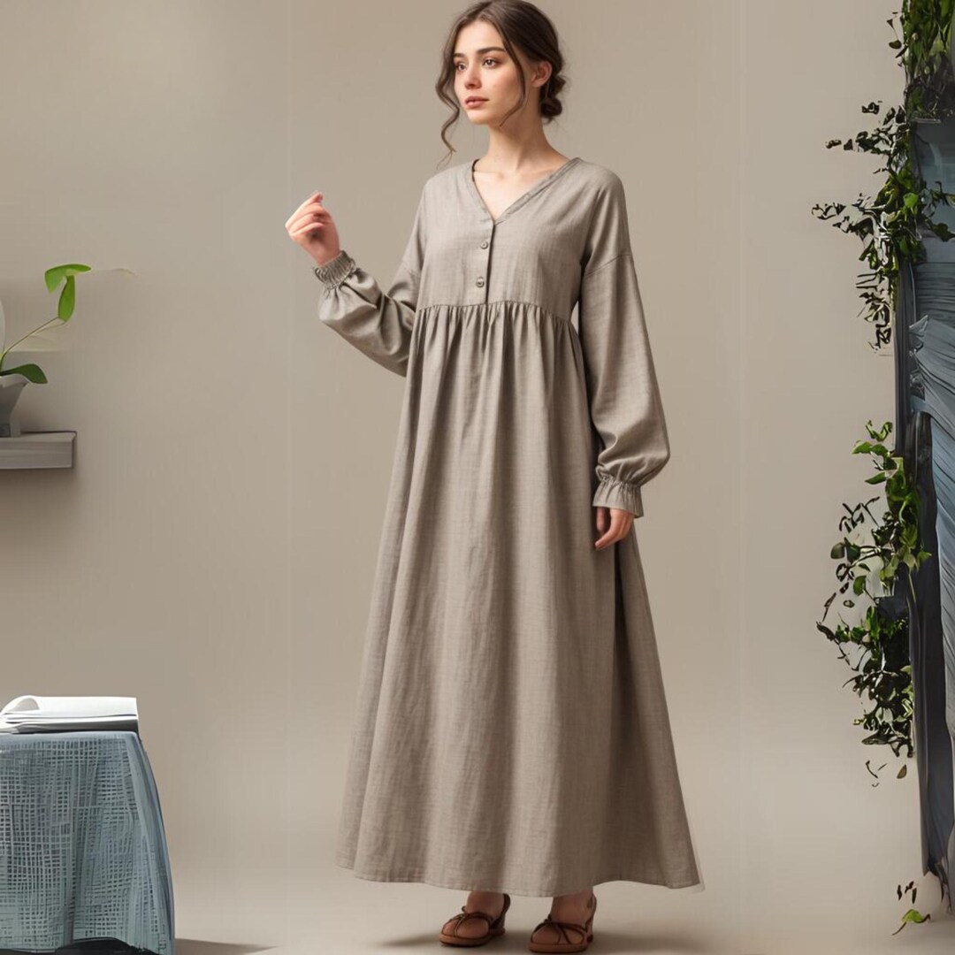 Minimalistic Cottagecore Maxi Length Medieval Dress Rustic Maiden ...