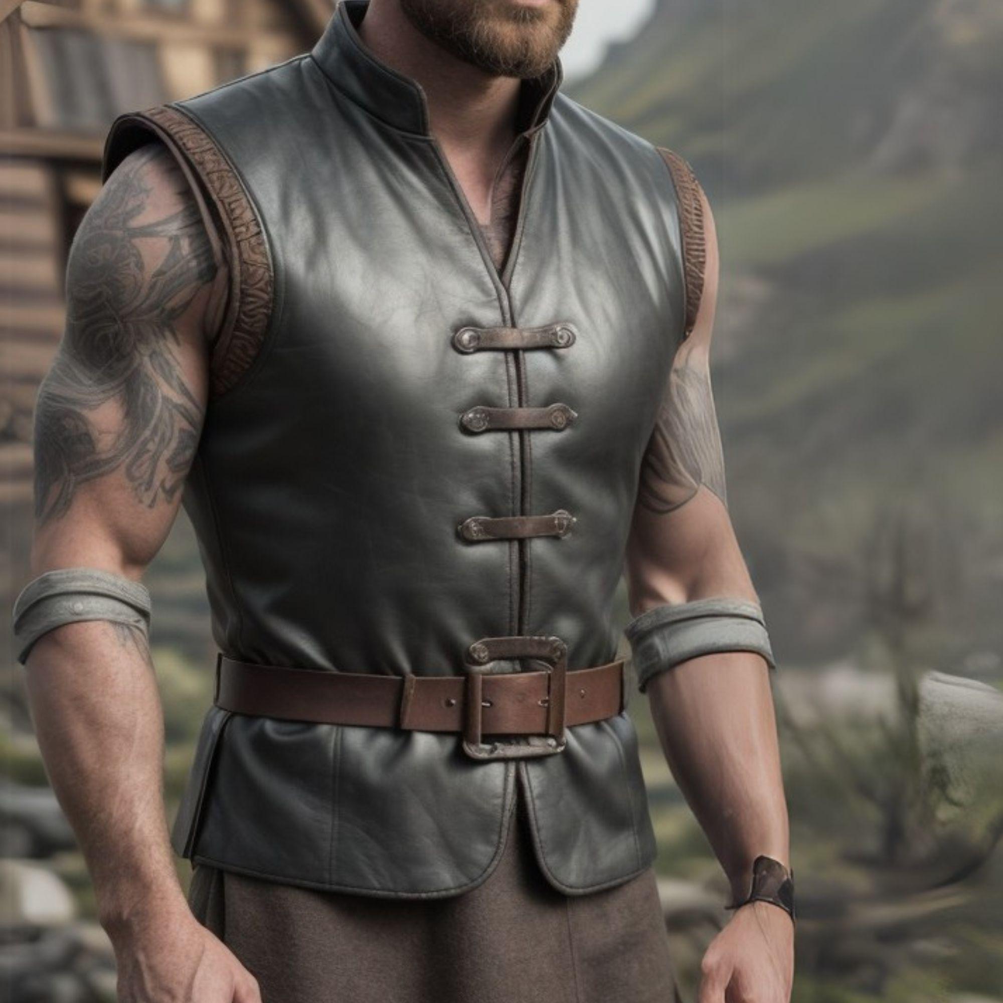 Tailor-made Men's Black Knight Leather Vest | Viking-inspired ...