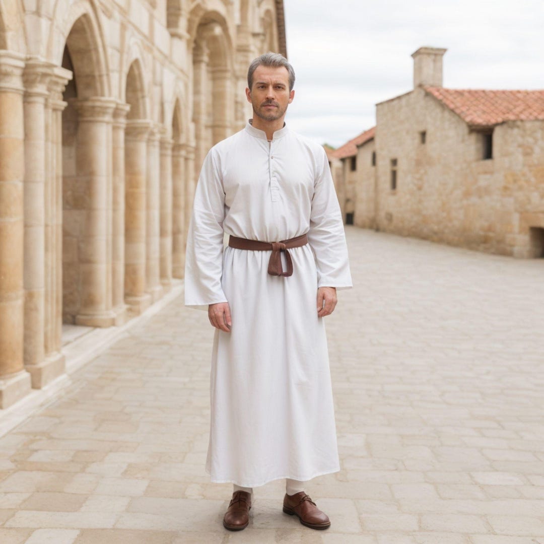 Traditional Medieval Monk Robe | White Arabic Style Tunic | Historical ...