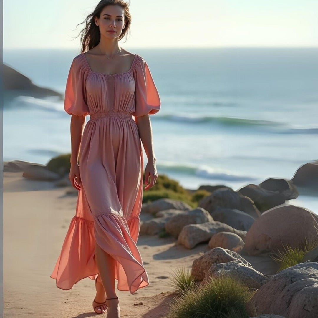 Romantic Puff Sleeve Short Dress | Square Neck Boho Dress | Flowy Mini ...