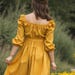 Golden Yellow Renaissance Dress | Puff Sleeve Peasant Gown | Women’s ...