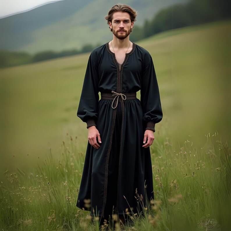 Viking Robe Medieval Tunic | Long Sleeve Norse Costume | Medieval ...
