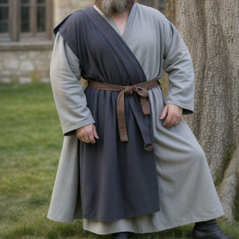 Two-tone Medieval Robe Viking-inspired Warrior Tunic Historical Mens ...