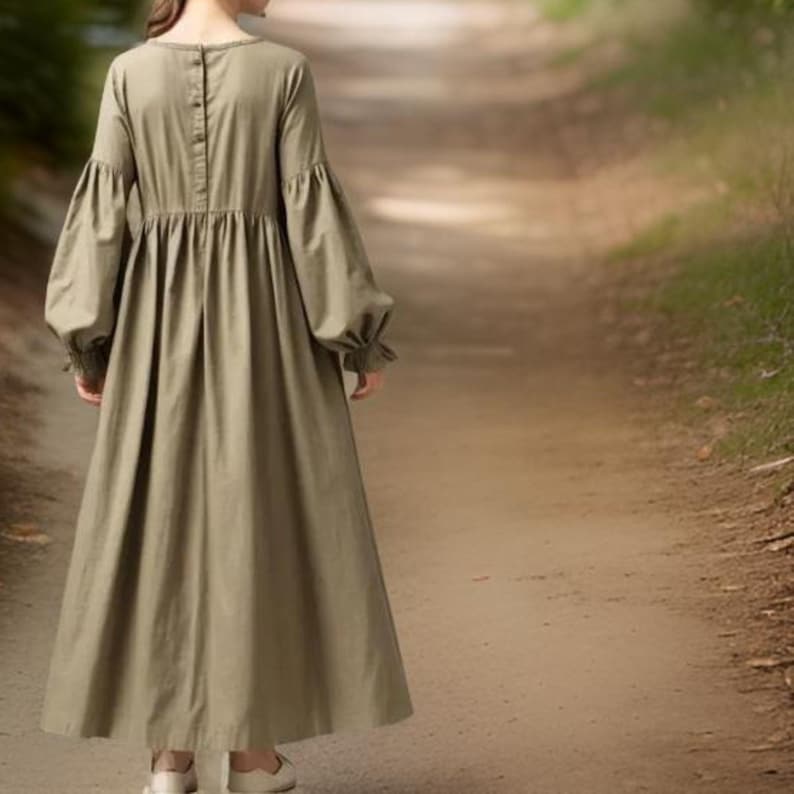 Rustic Green Medieval Exiled Princess Maxi Dress | Victorian Edwardian ...