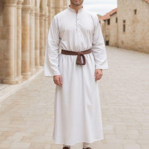 Traditional Medieval Monk Robe | White Arabic Style Tunic | Historical ...