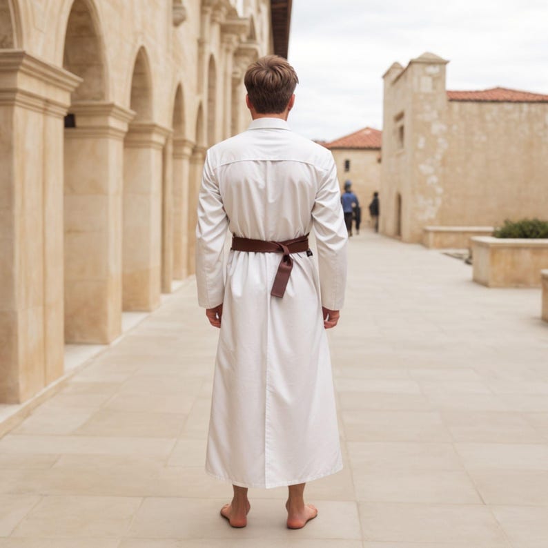 Traditional Medieval Monk Robe | White Arabic Style Tunic | Historical ...