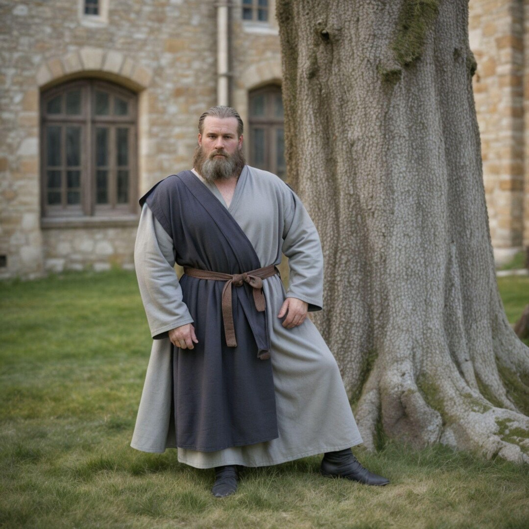 Two-tone Medieval Robe | Viking-inspired Warrior Tunic | Historical Men ...