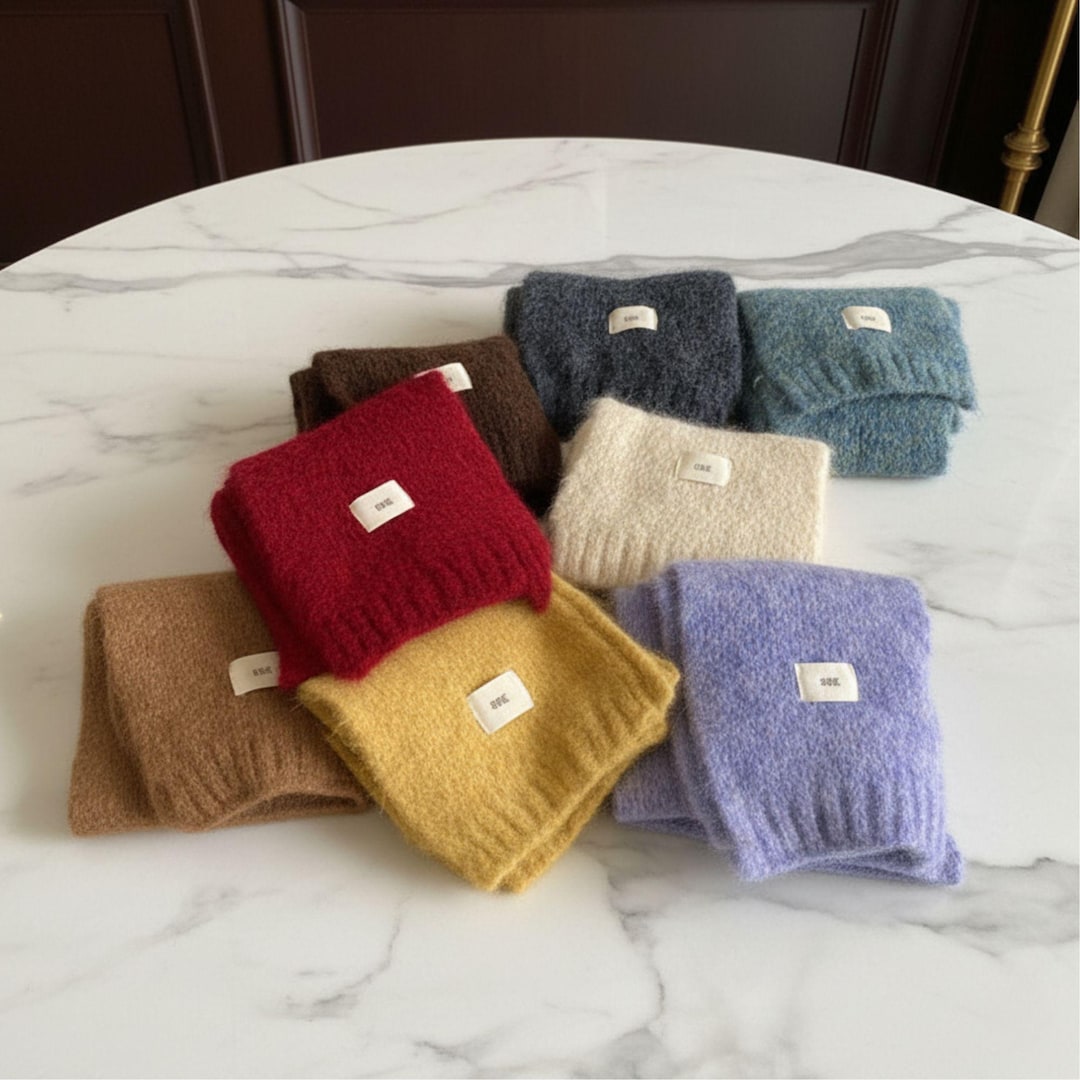 Color Cashmere Scarf Knitted Scarf Autumn Scarf Winter Scarf Ribbed ...
