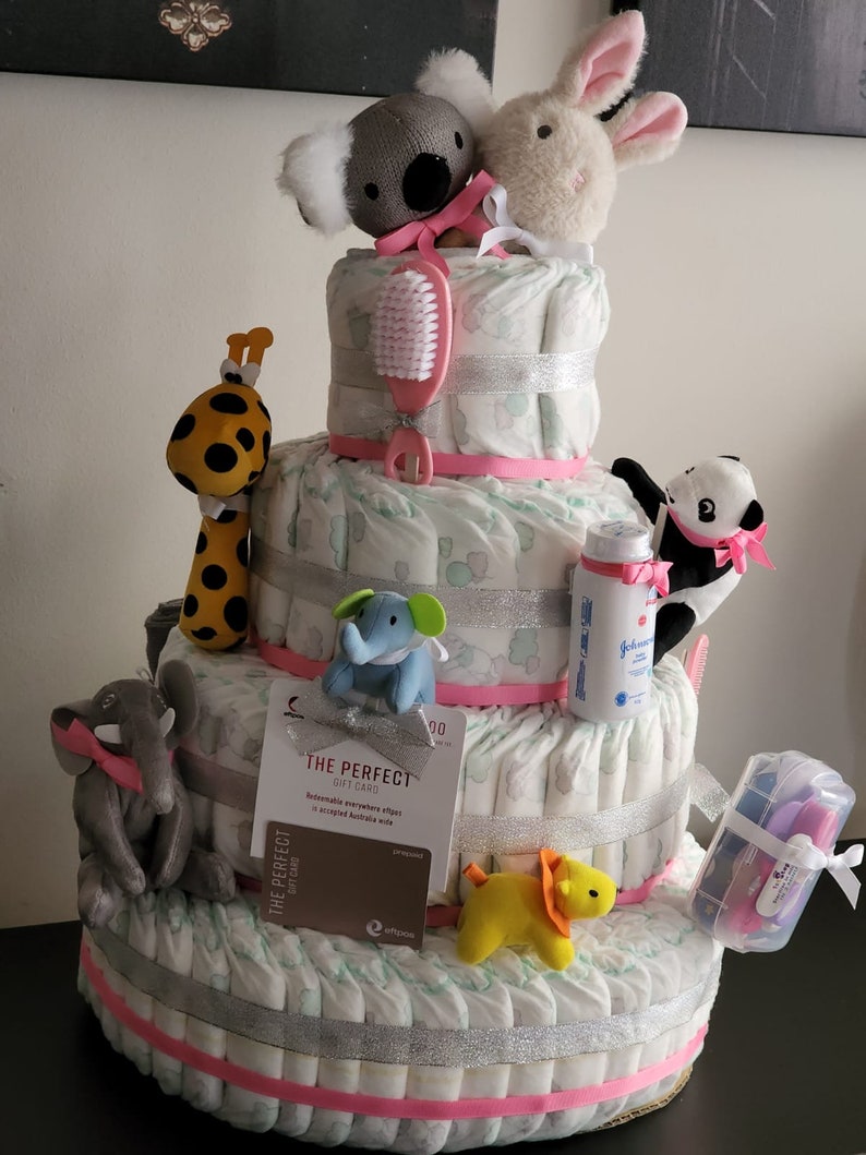 SOLD Animal Theme 4 Tier Diaper Cake - Etsy