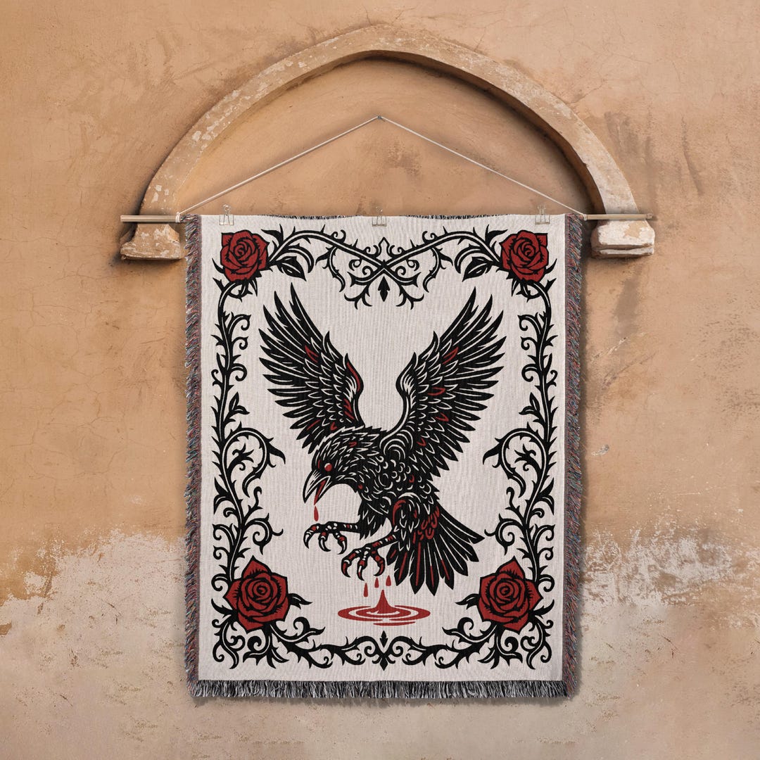 Ravens Woven Blanket: Gothic Crow Throw, Bird Lover Gift - Etsy