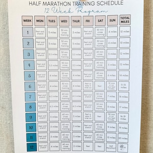 12 Week Half Marathon Training Plan/schedule for Beginners - Tuesday ...