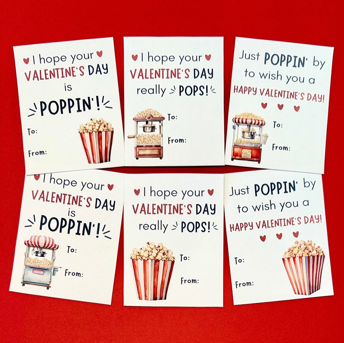 Printable Popcorn Valentine for Kids - Etsy