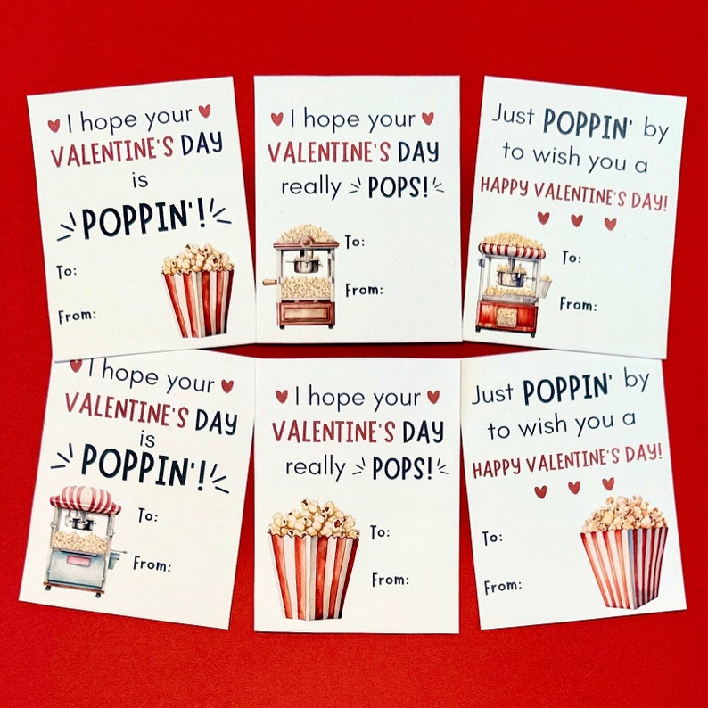 Printable Popcorn Valentine for Kids - Etsy